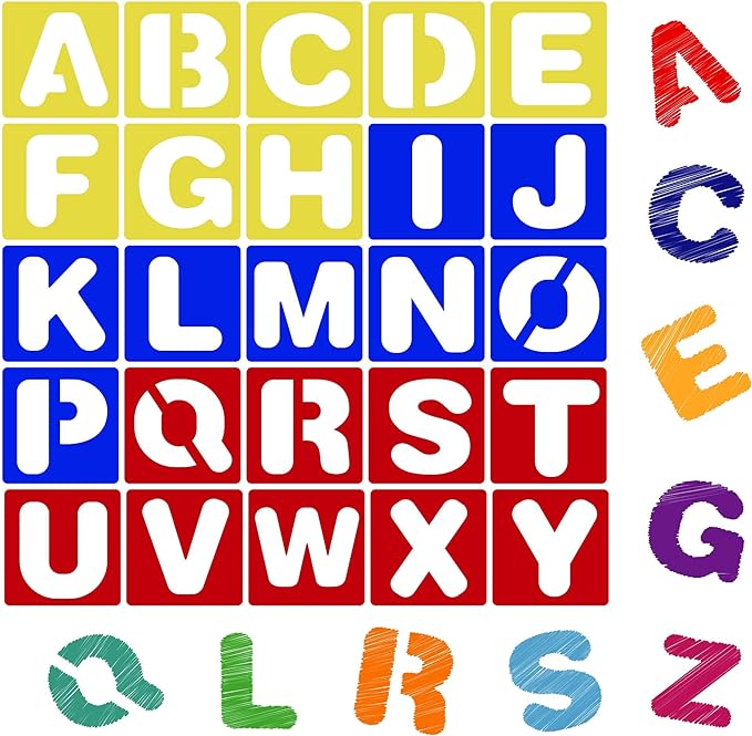 Karty Alphabet Letter Stencil Set for Kids and Adults - Painting ...