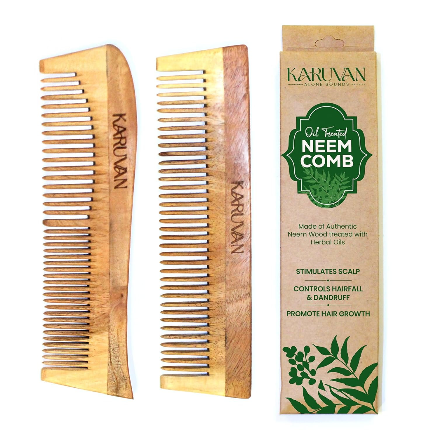 Karuvan Kachi Neem Wooden Comb For Women Men Herbal Oil Treated for ...