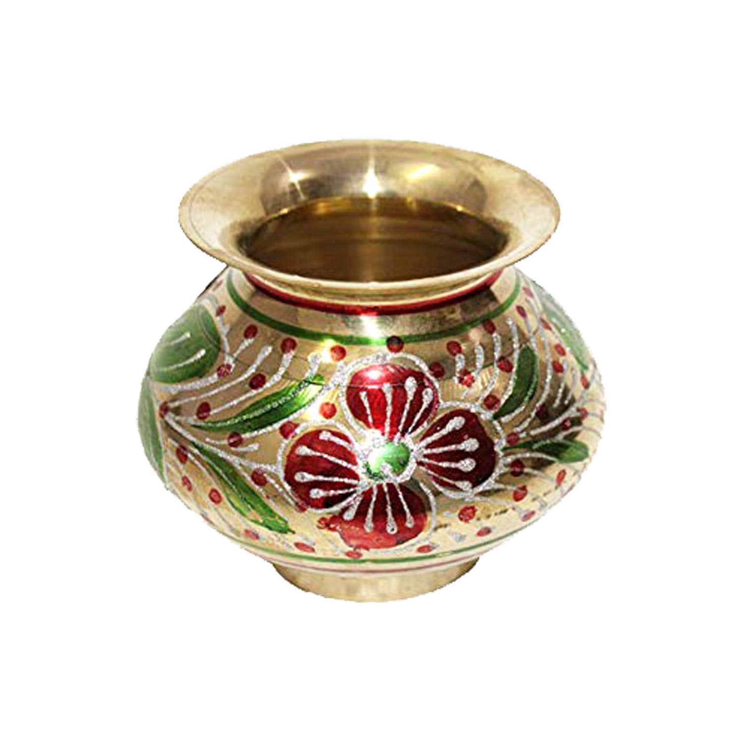 Karwa Chauth Lota Handmade Meenakari Decorative Heavy Brass Kalash For ...