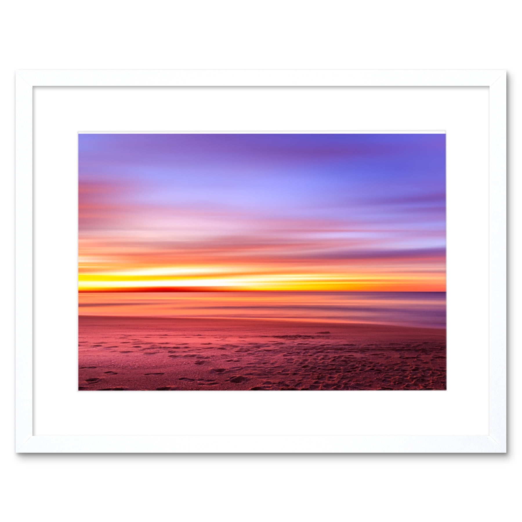 Kasalovic Beautiful Sunset Ocean Beach Framed Wall Art Print - Walmart.com