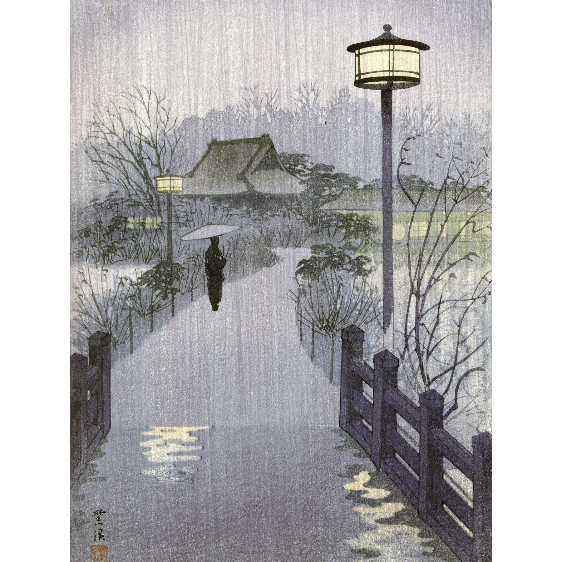 Kasamatsu Shiro Evening Rain Shinobazu Pond Japanese Extra Large XL ...