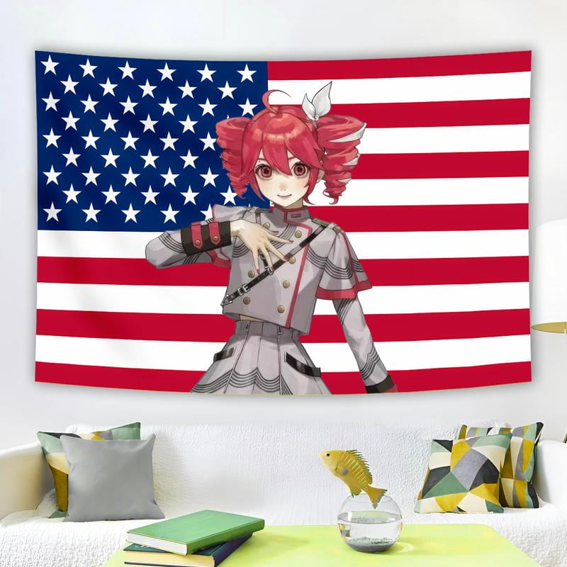Kasane Teto Pink American Flag Wall Hanging Wallpaper Tapestry ...