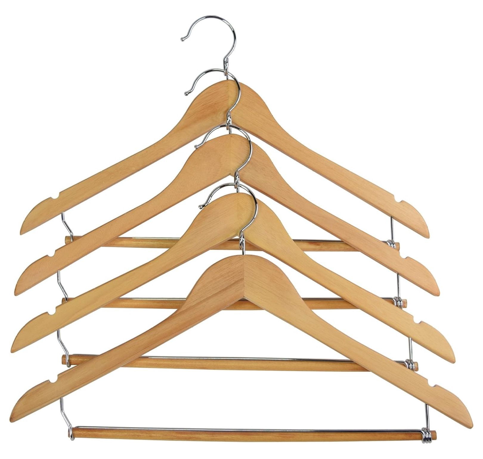 Kascade Wooden Hanger, Shoulder Notches, Locking Bar in Natural, 50 pcs ...