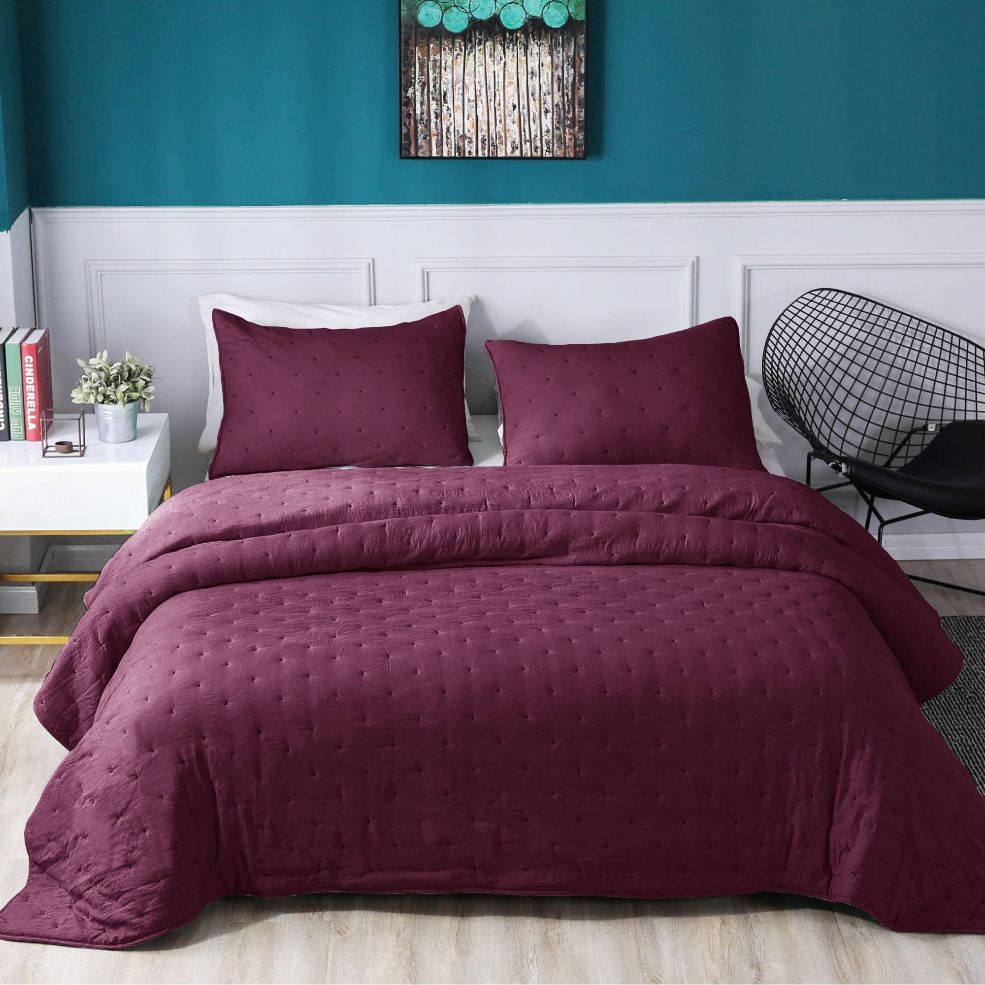 Kasentex 3-Piece Quilt Set Ultra Soft Microfiber Stone-Washed ...