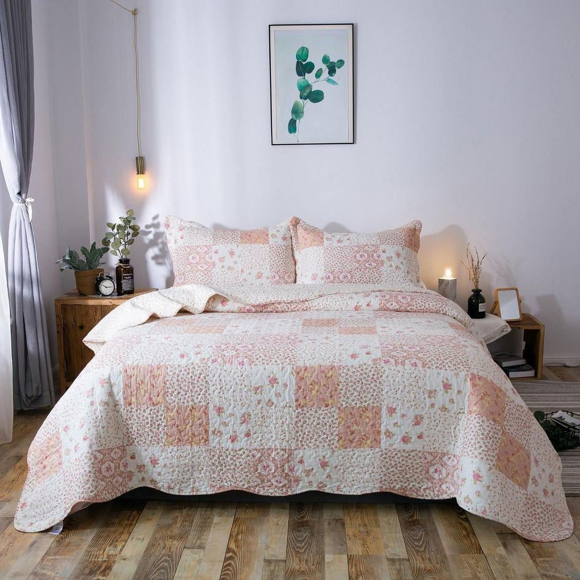 Kasentex Country-Chic Farmhouse Quilt Set - Floral Bedding with Pillow ...