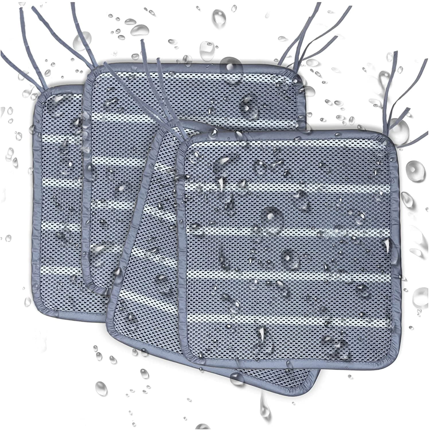 Kasentex Indoor/Outdoor Mesh Chair Cushion with Ties - Set of 4 - 16x16 ...