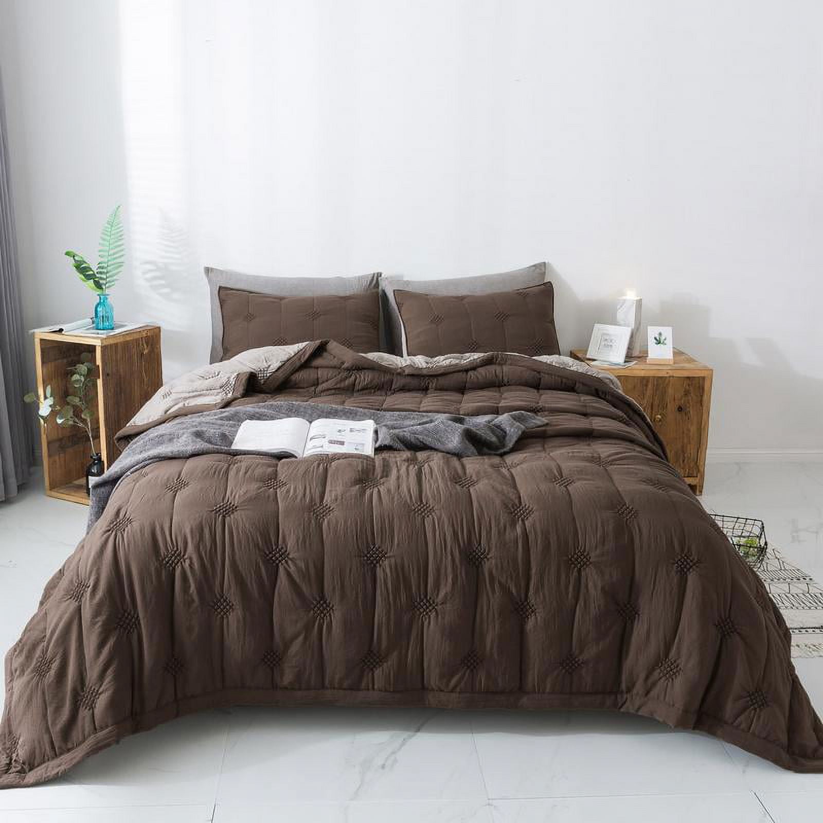 Kasentex Pre-Washed Quilt Set - Stylish Diamond Stitch Design, Ultra ...