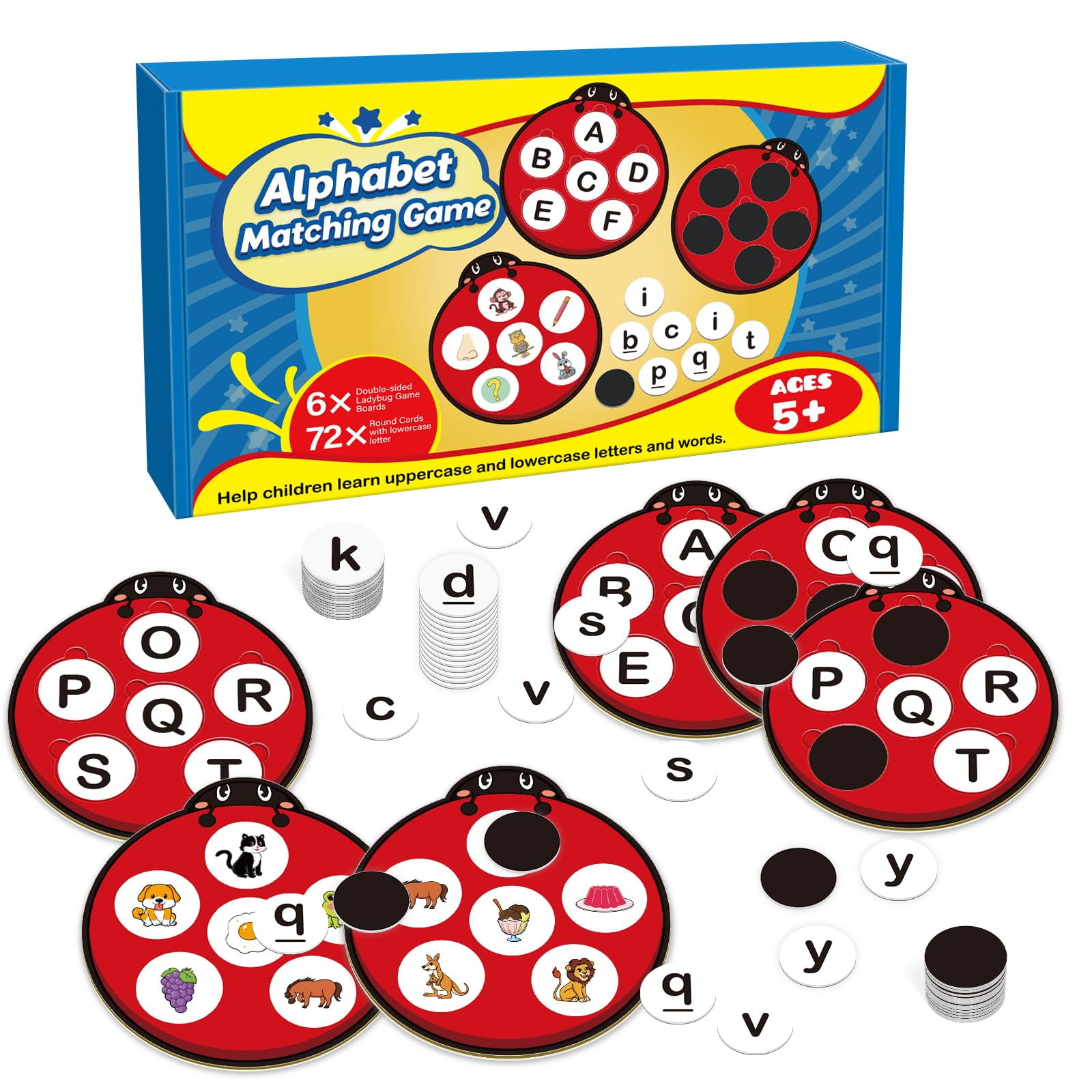 Kasfalci Alphabet Games for DHF10 Kids Toddlers,Animal Cards,Alphabet ...