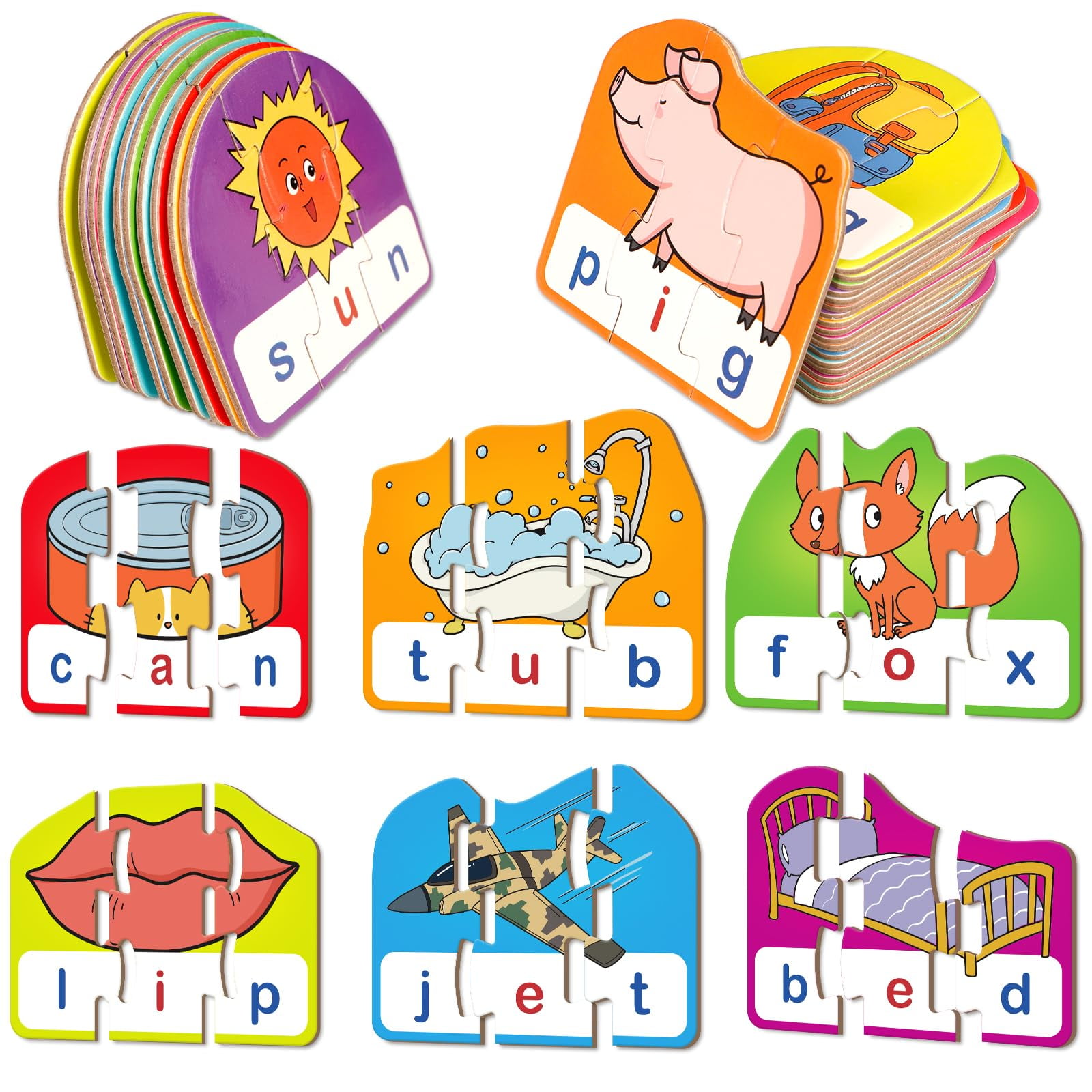 Kasfalci CVC Puzzle Cards DHF10 for Kids,CVC Word Games,Phonics Therapy ...