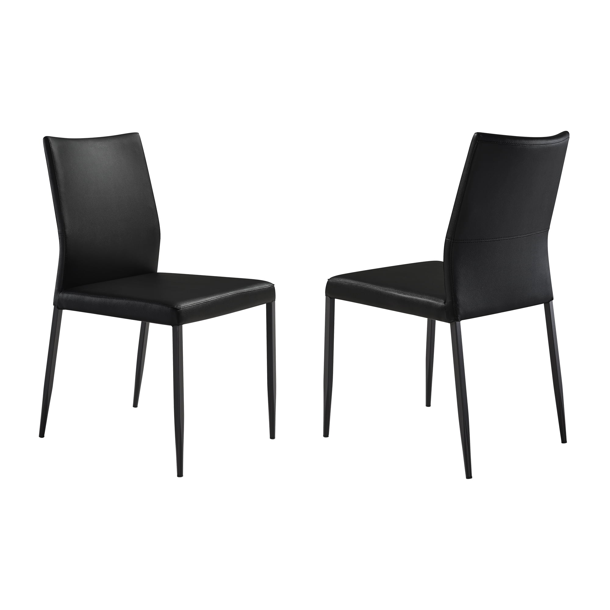 Kash Upholstered Dining Chair in Black Faux Leather with Black Metal ...