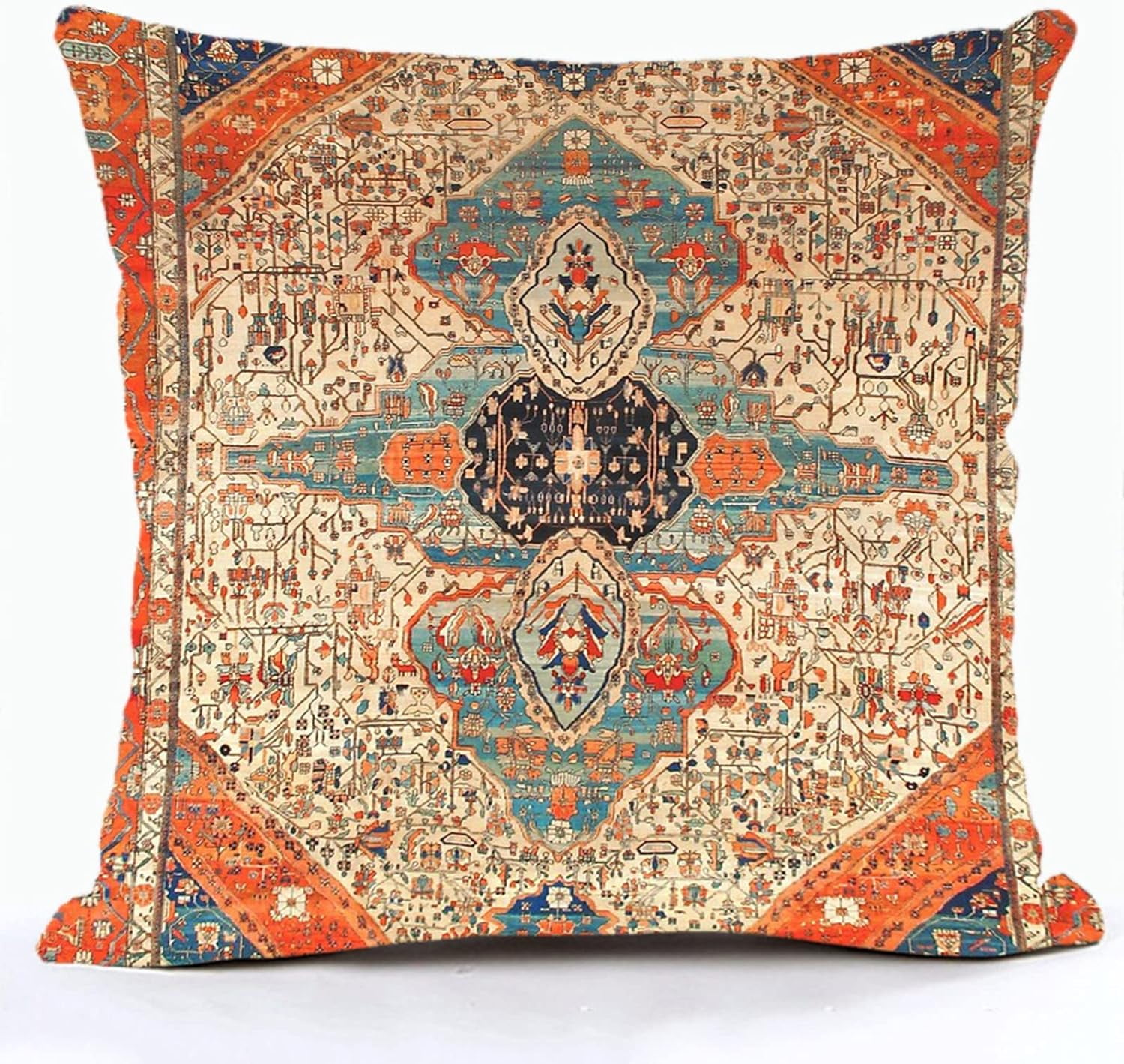 Kashan Persian Rug Vintage Print Carpet Pillow Case Square Pillowcase ...