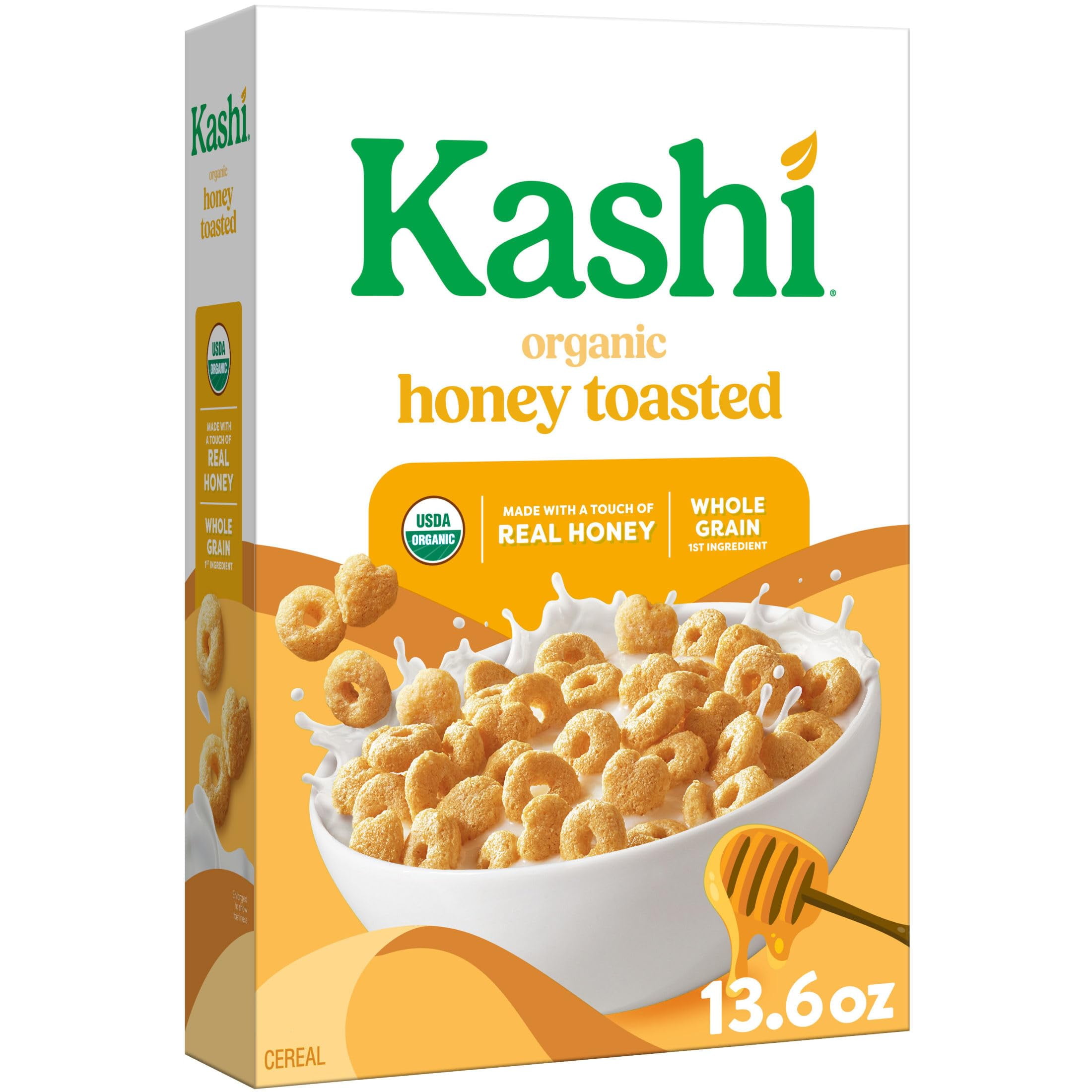 Kashi Breakfast Cereal,TRDN Organic, Whole Grain, Honey Toasted, 13.6oz ...