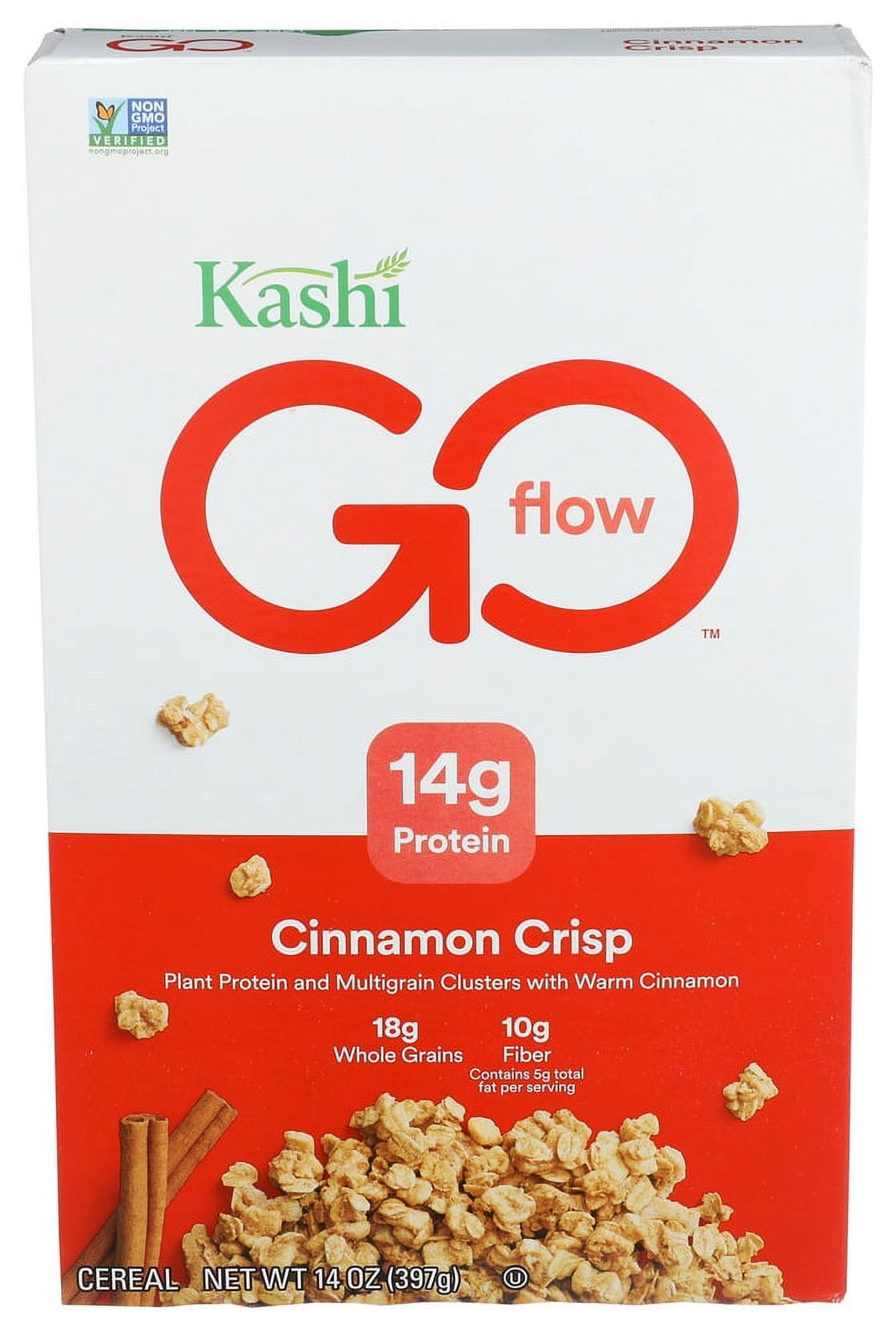 Kashi Go Cinnamon Crisp Cereal, 14oz Box, Vegan, Healthy Plant Protein ...