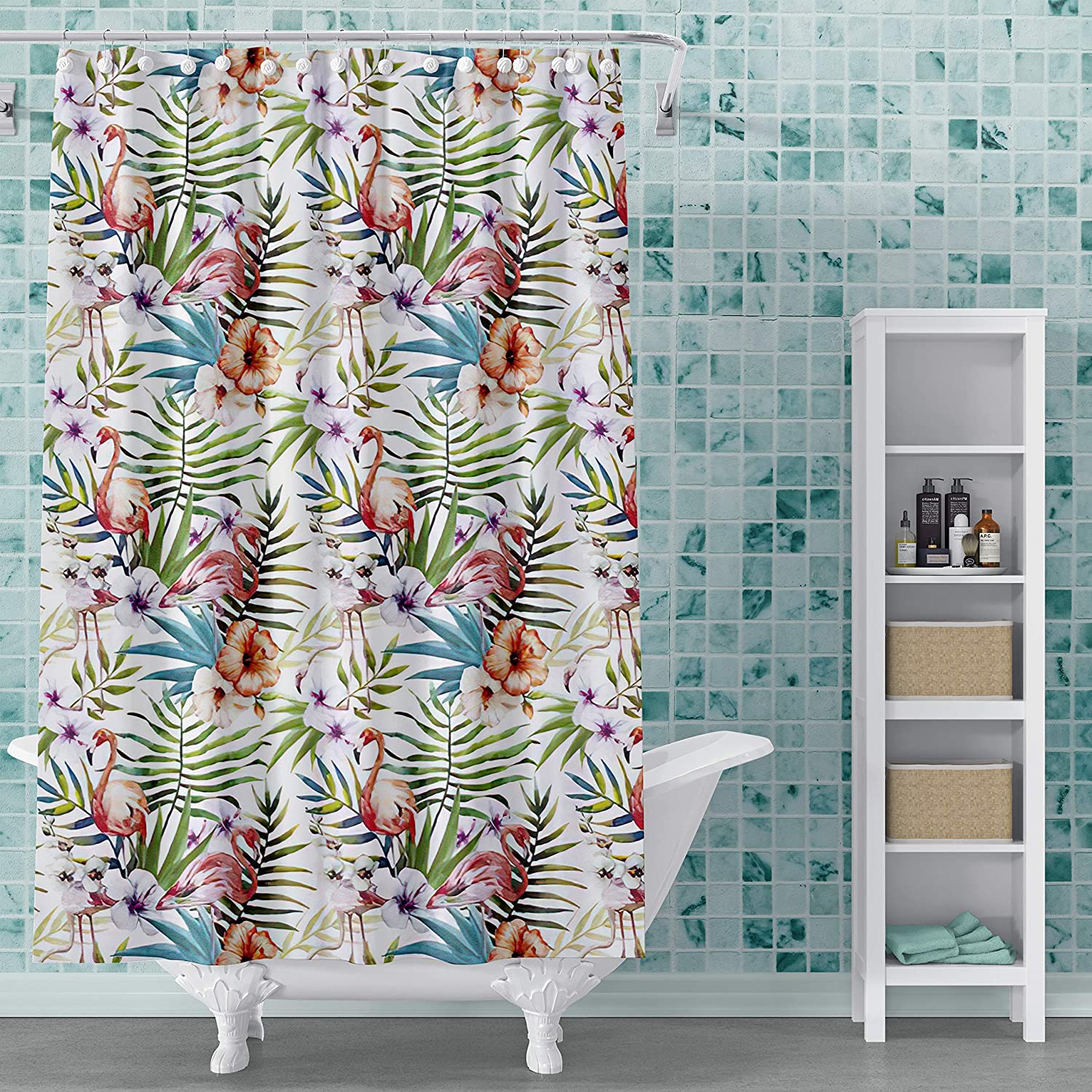 Kashi Home Andros PEVA Shower Curtain Beautiful Printed Design 72"x72 ...