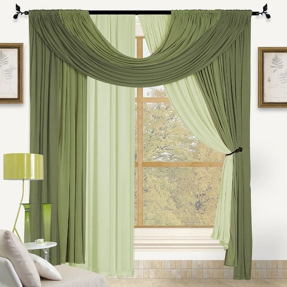Kashi Home Bella 4 PC Window in Bag Treatment Set Sage - Walmart.com