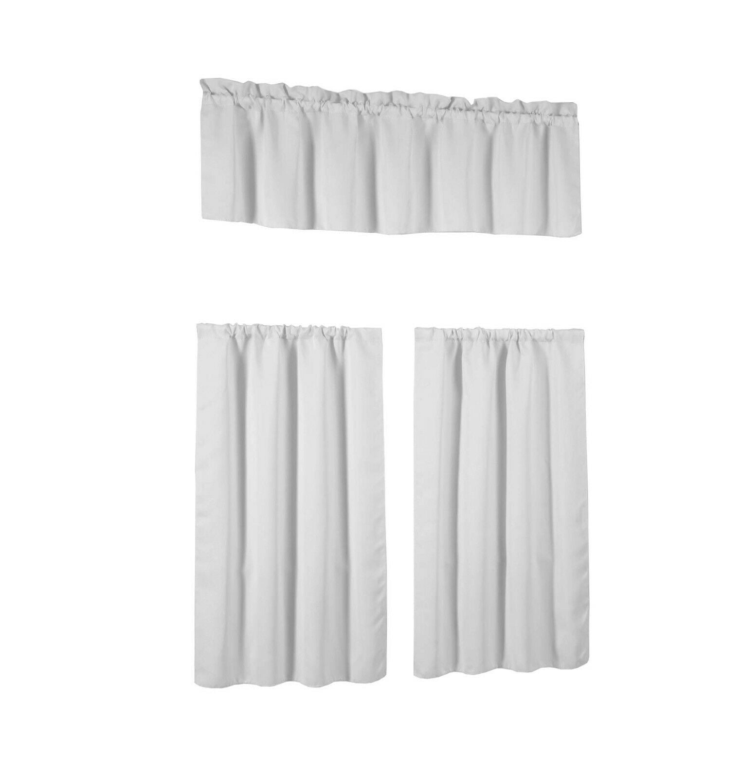 Kashi Home Beth 3 Piece Solid Color Blackout Kitchen Curtain Set ...