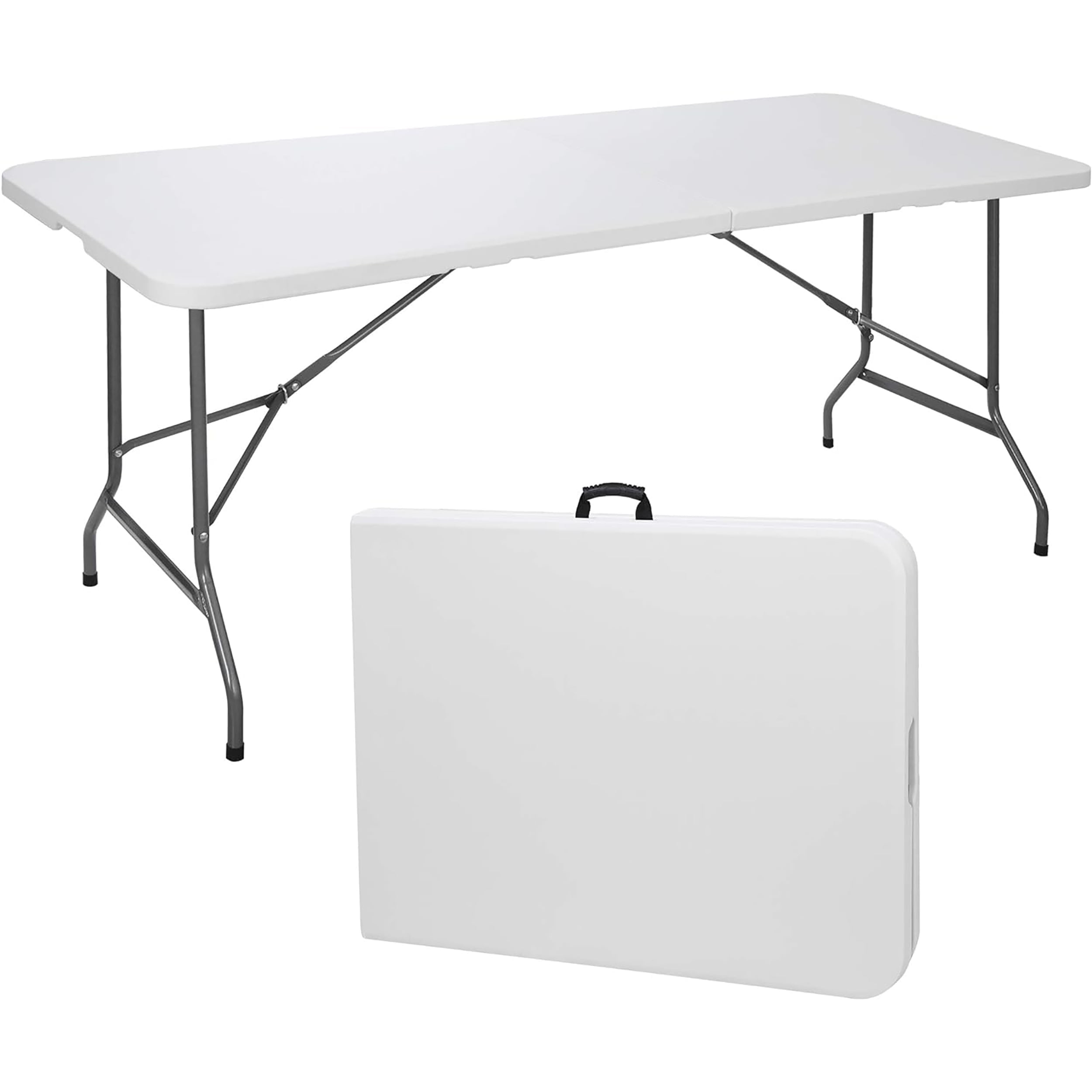 Folding Table 6 Ft Foldable Table, Portable Heavy Duty with Lock ...