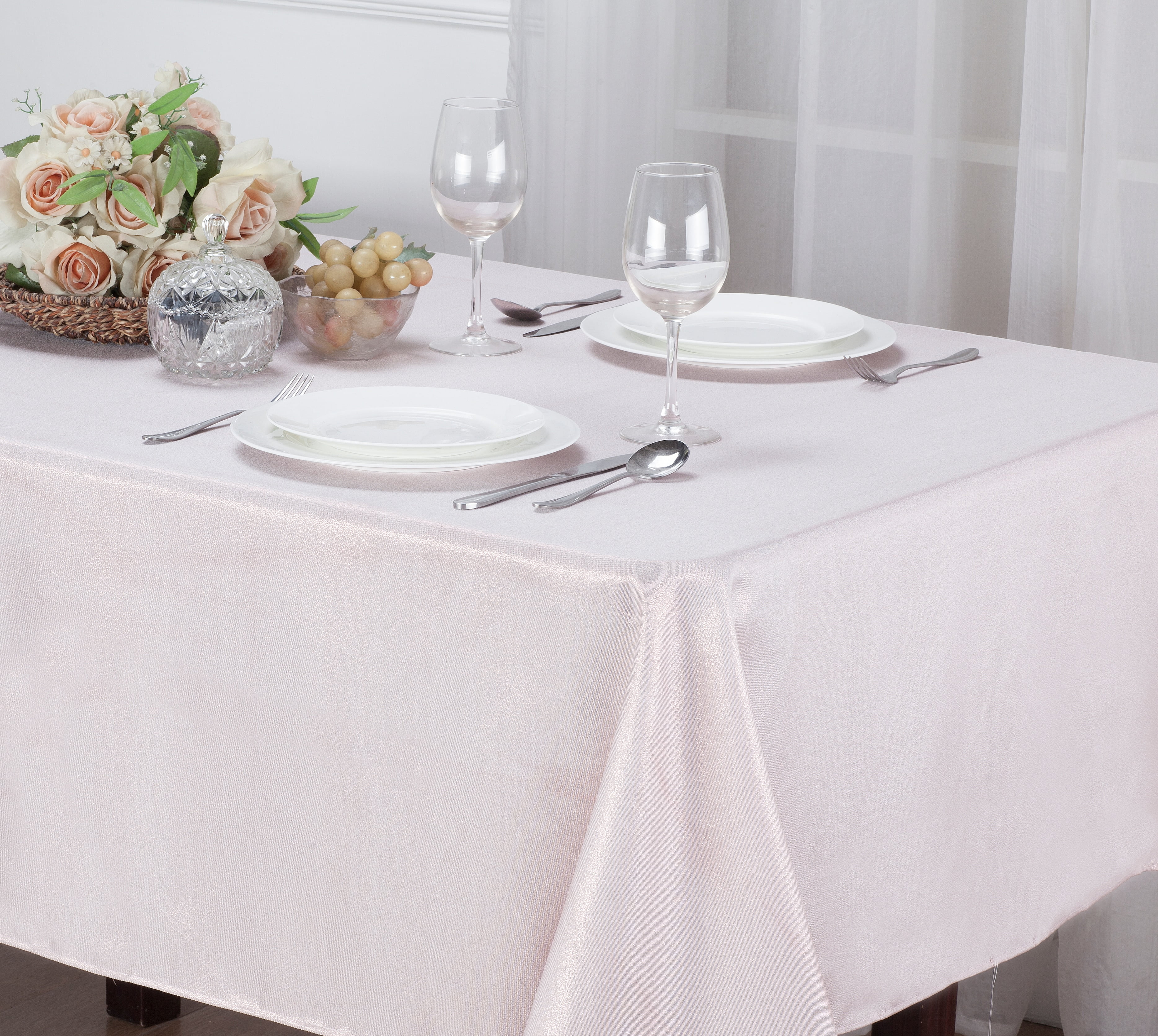 Kashi Home Glitter Fabric Tablecloth with Decorative Glitter Design for ...