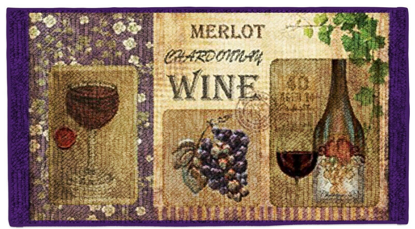 Kashi Home Comfort Decor Kitchen Rug, Non-Skid Latex Back, Bordeaux ...