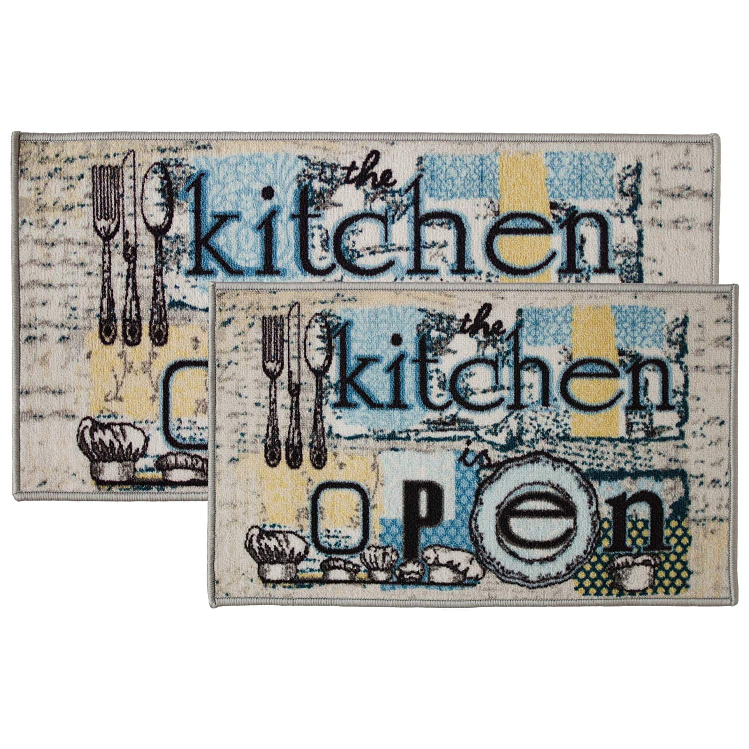 Kashi Home 2pc Kitchen Rug Set, Non-Slip Latex Backing, Durable Floor ...