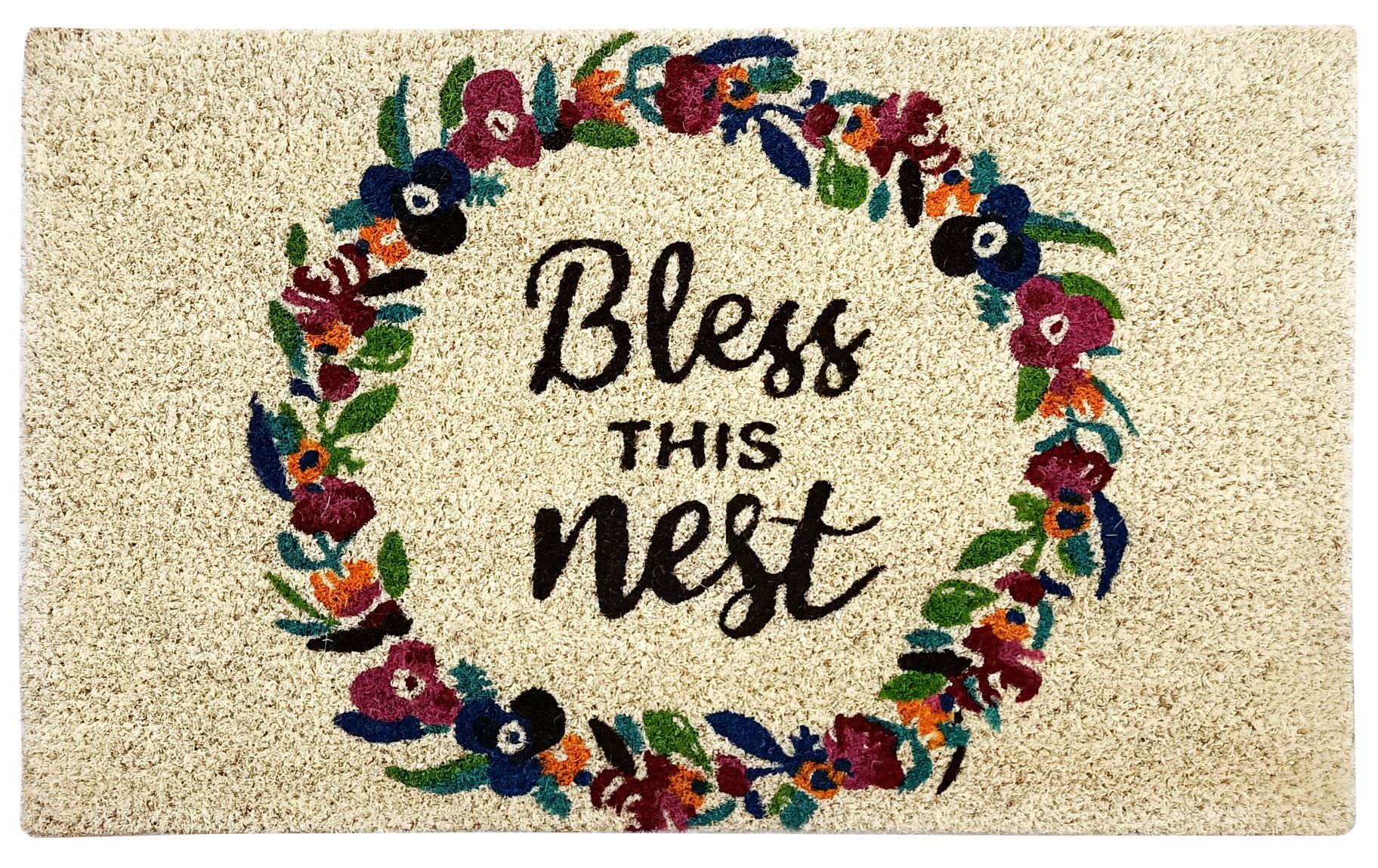 Kashi Home Printed Coir Fiber 18x28 Non-Slip Doormat, Durable Outdoor ...