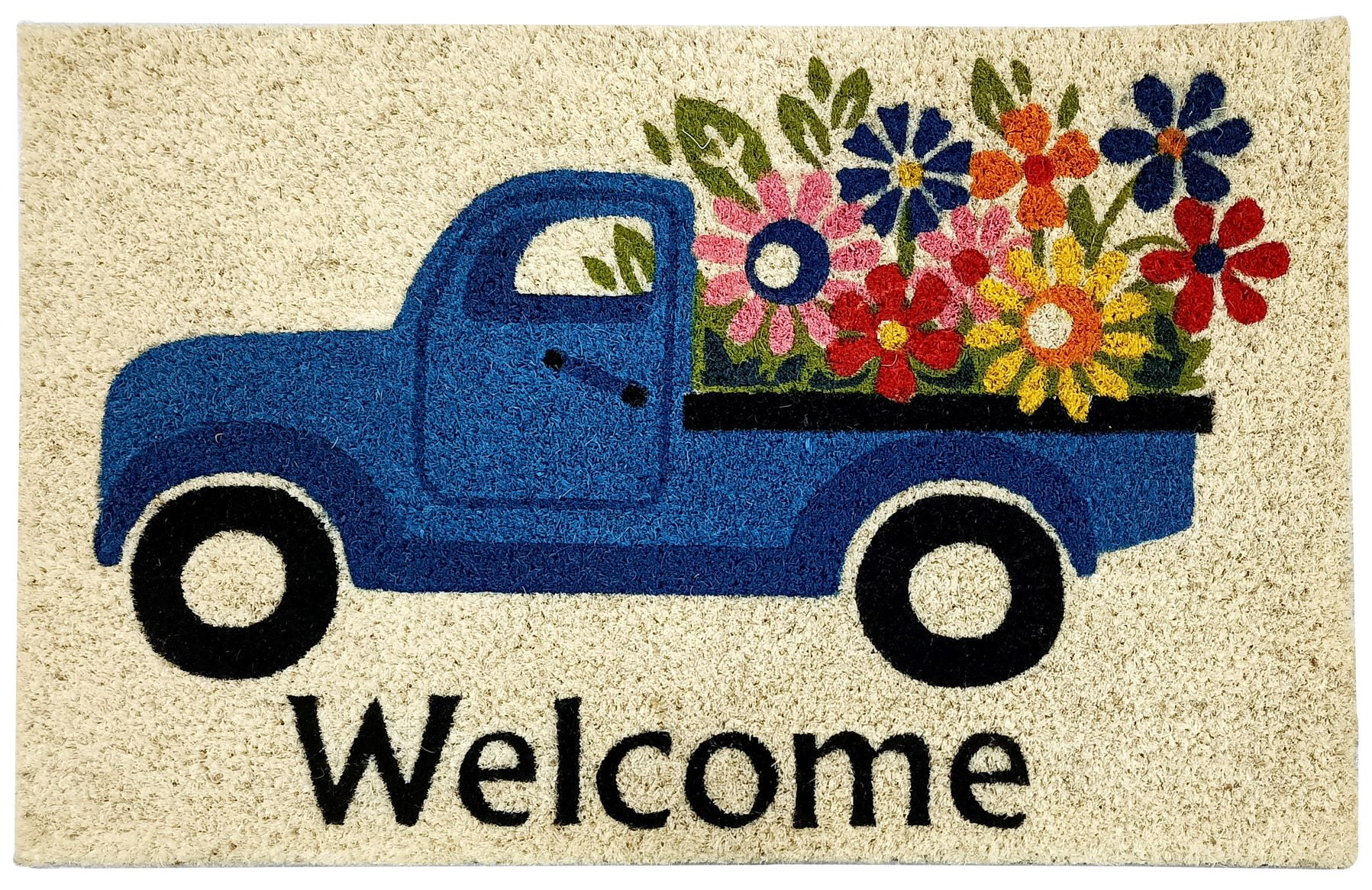 Kashi Home Printed Coir Fiber 18x28 Non-Slip Doormat, Durable Outdoor / Indoor Rug, Entryway ...