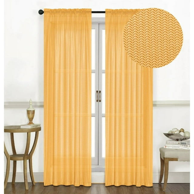 Kashi Home Raleigh Curtain Panel Rod Pocket 3D Textured Jacquard 54" x ...