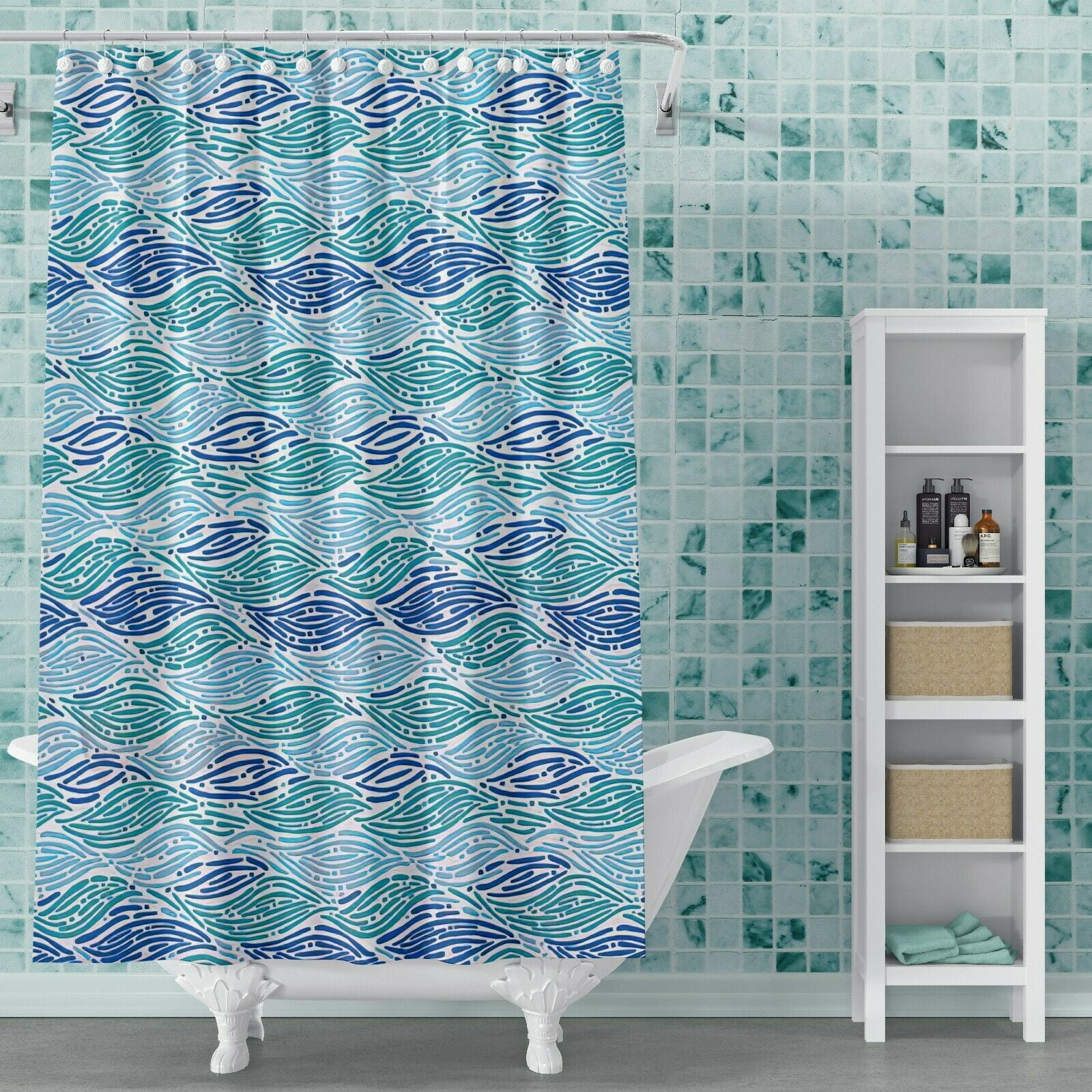 Kashi Home Saylor PEVA Shower Curtain Beautiful Printed Design 72"x72 ...