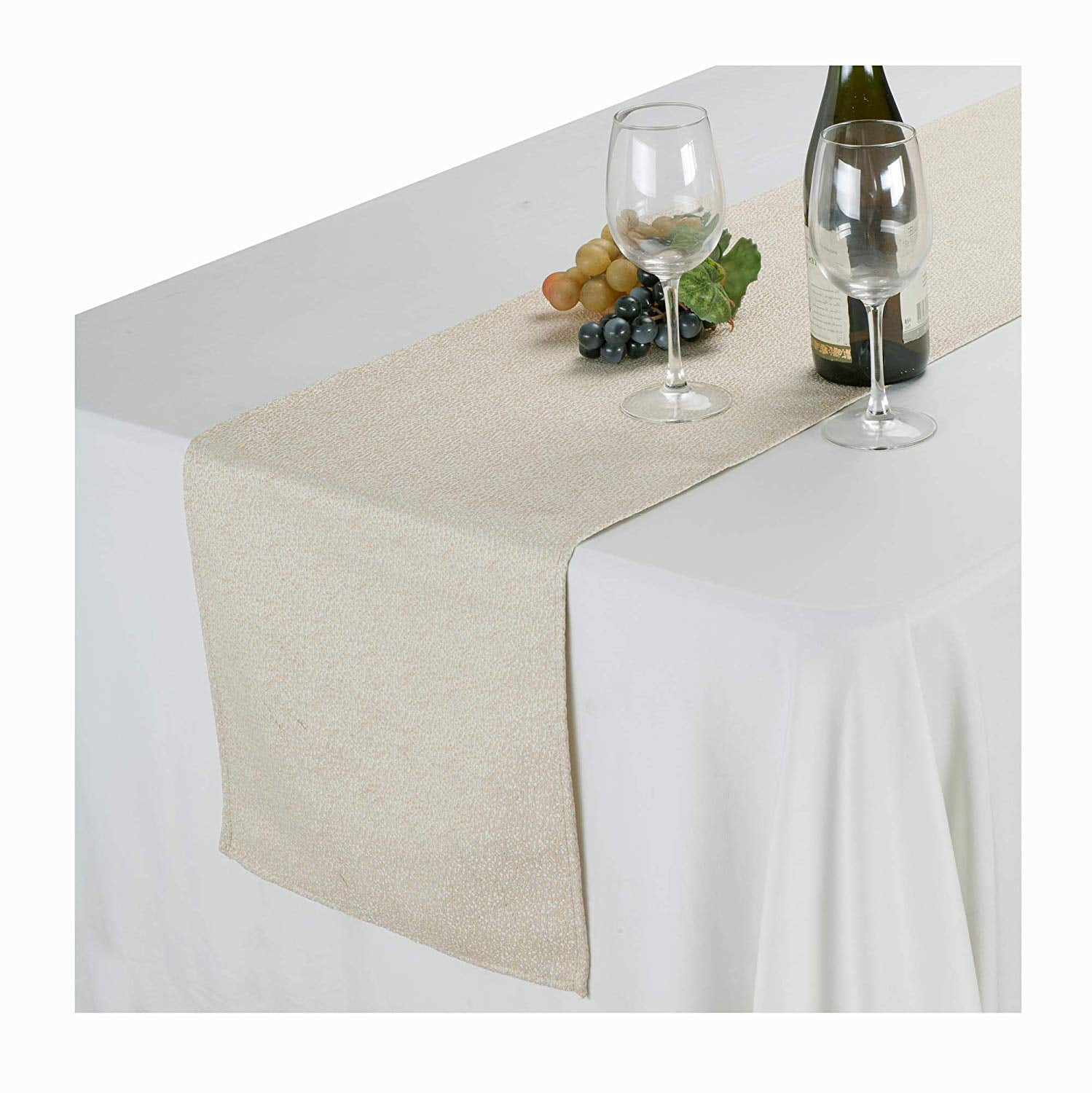 Kashi Home Stone Beige 13"x72" Runner, Decorative Fabric Table Topper ...