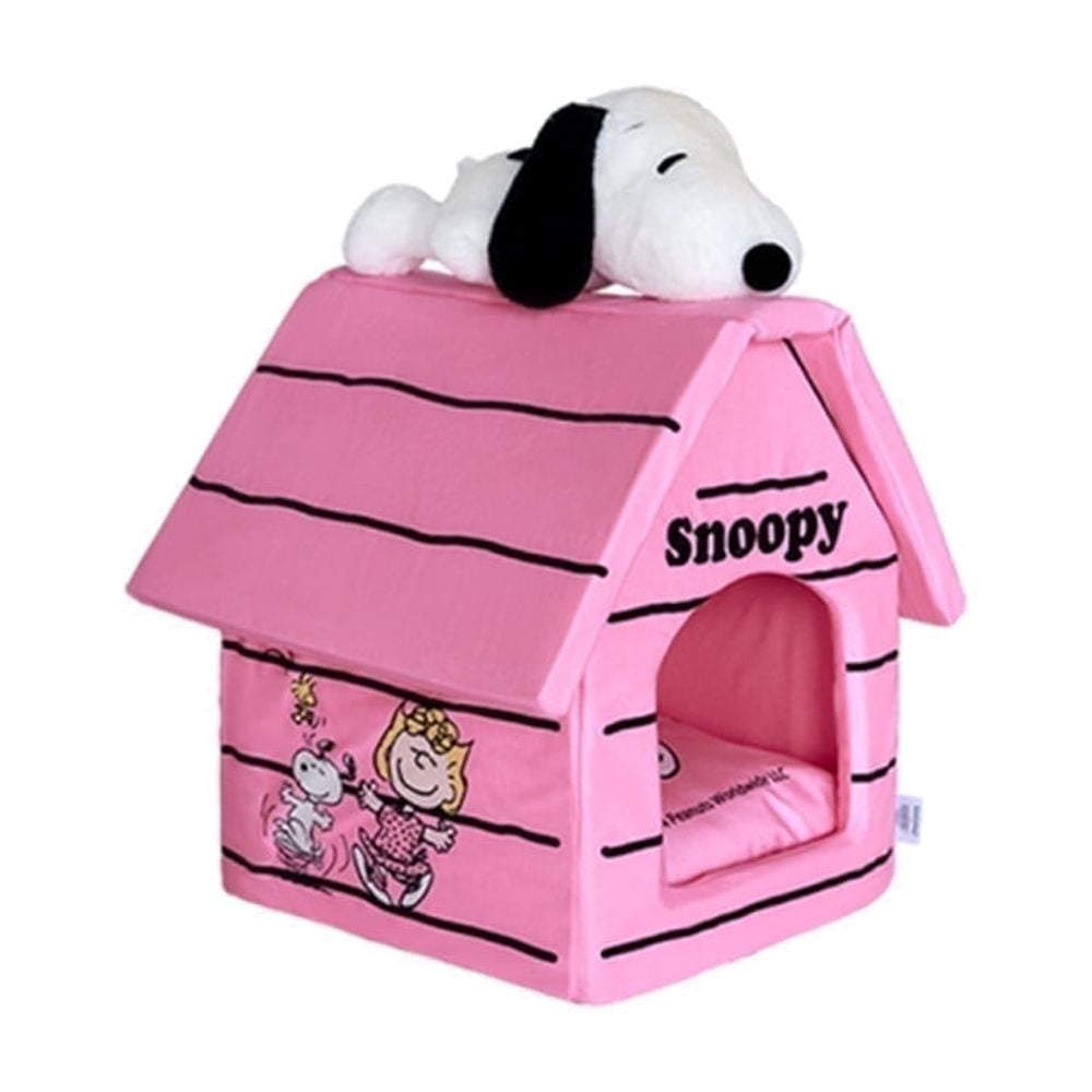 Kashima® x Peanuts Snoopy Indoor Pet Bed – Pink Soft Dog & Cat House ...