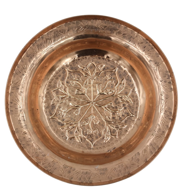 Kashmiri Copper Plate – Engraved Leaf Design for Elegant Dining, A ...