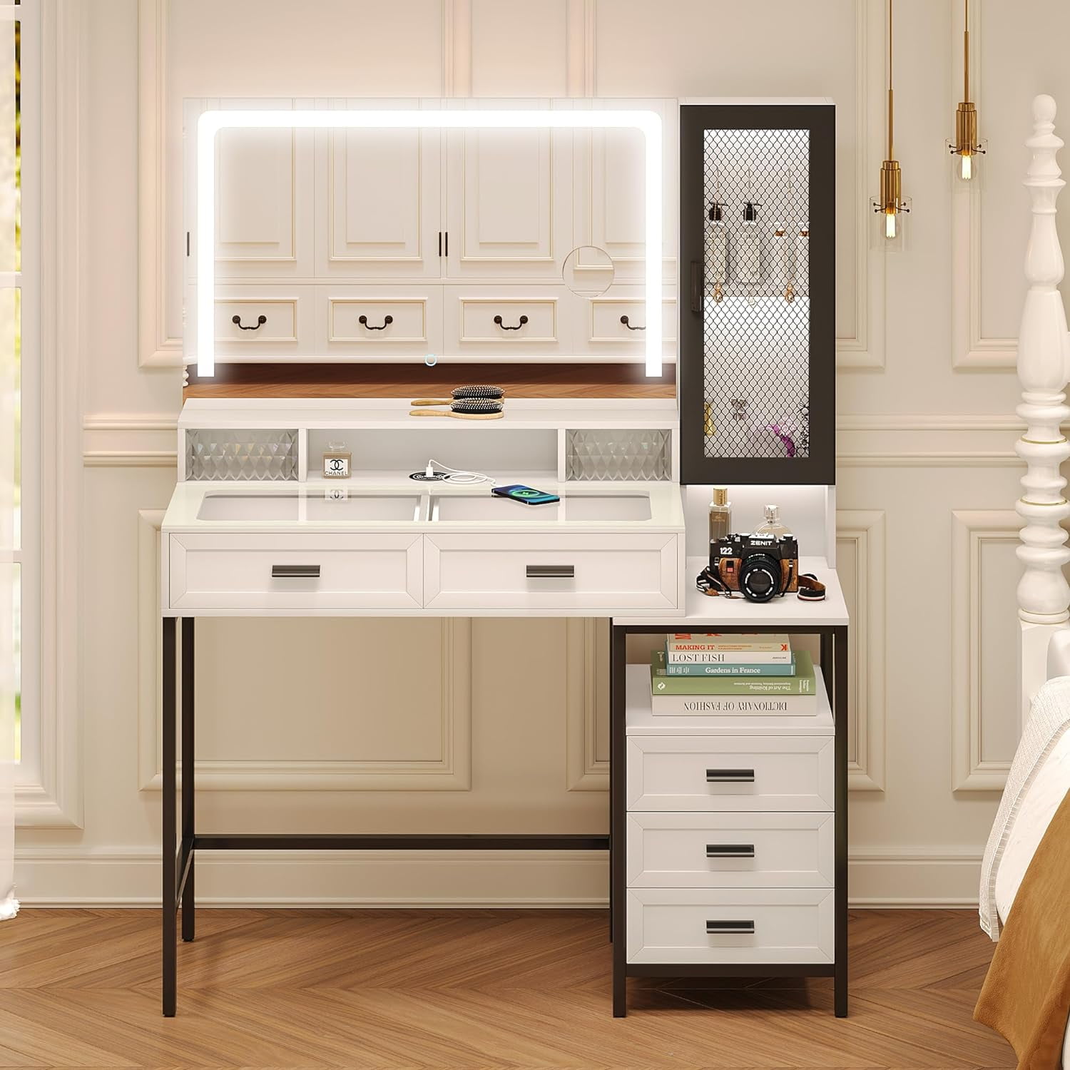 Kasibie Makeup Vanity Desk Set with Lights - Dressing Table with ...