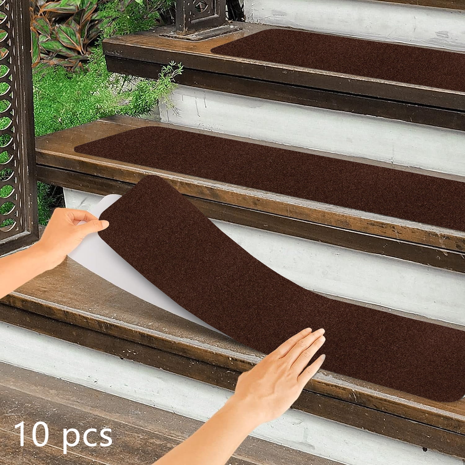 Kaskawise 10-Pack Non-Slip Outdoor Stair Treads - Anti Slip 6" X 24" Grip Tape Adhesive Strips ...
