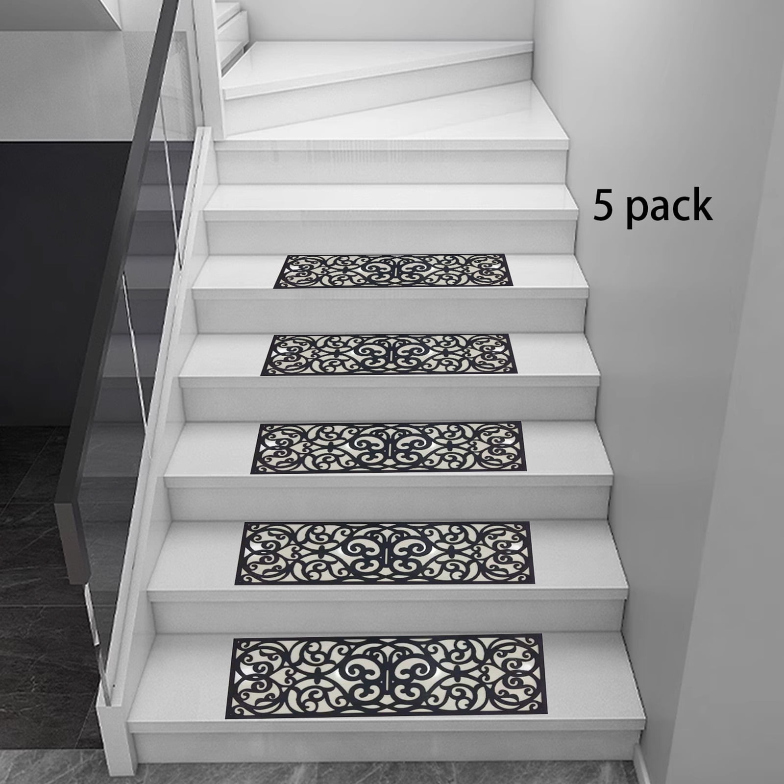 Kaskawise Black Skid Resistant Stair Traction Treads - 29.1 L x 9.4 D x ...