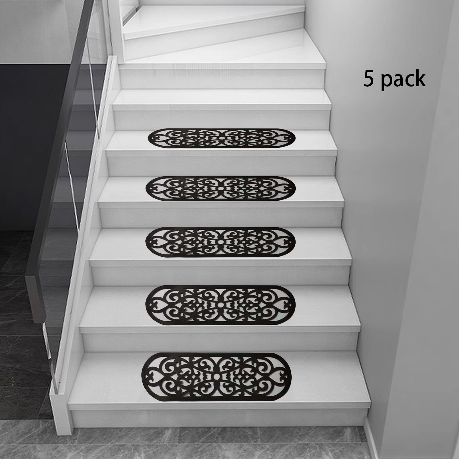 Kaskawise Black Skid Resistant Stair Traction Treads - Set of 5 ...
