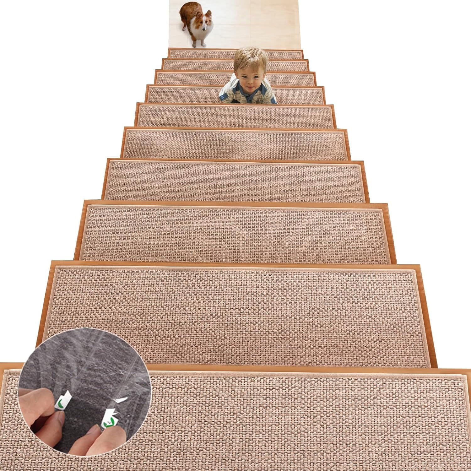 Kaskawise Non Slip Stair-Treads,Rubber Backing Stair-Runners for Wooden ...