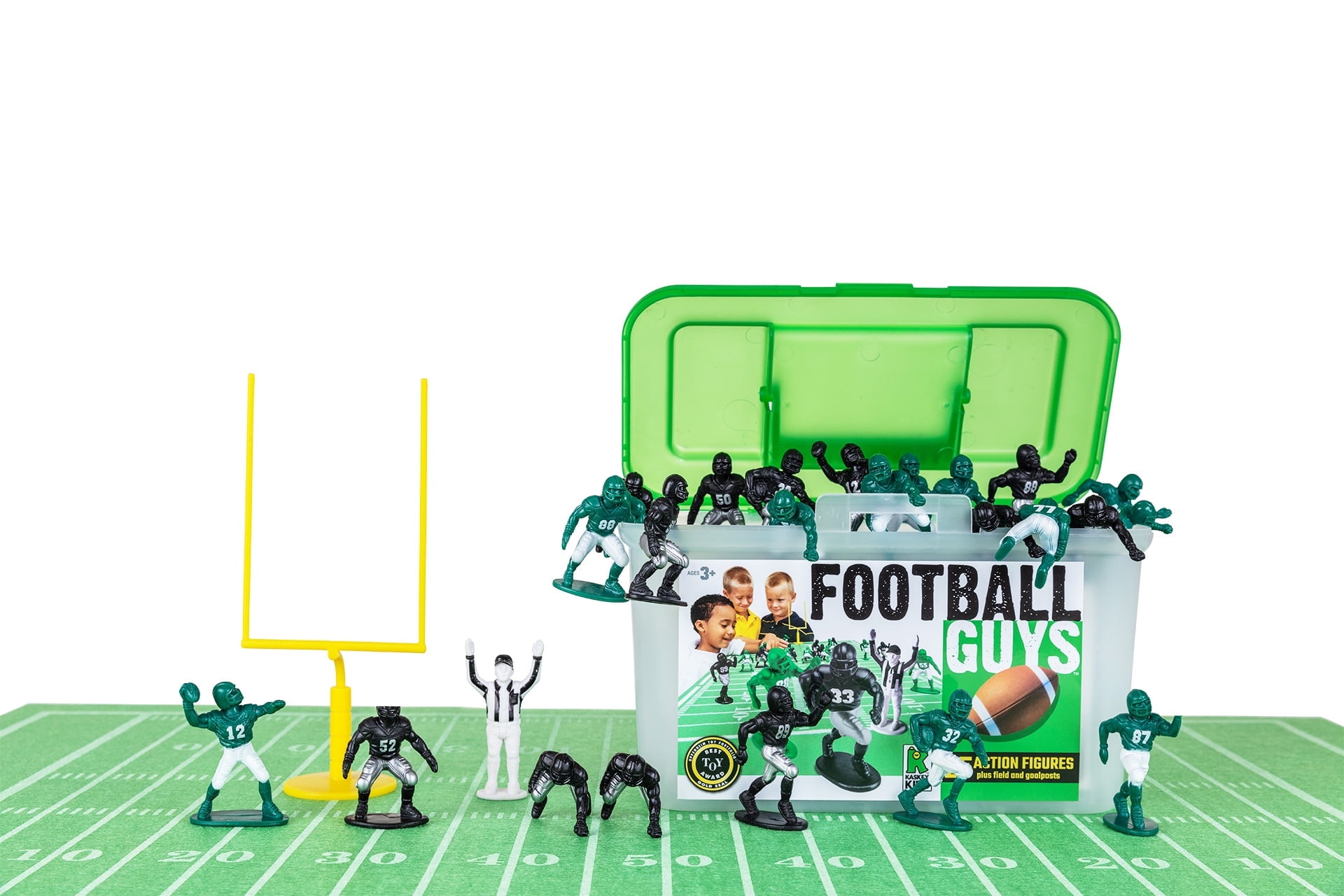 Kaskey Kids Football Guys Action Figures Green/White vs Black/Silver ...