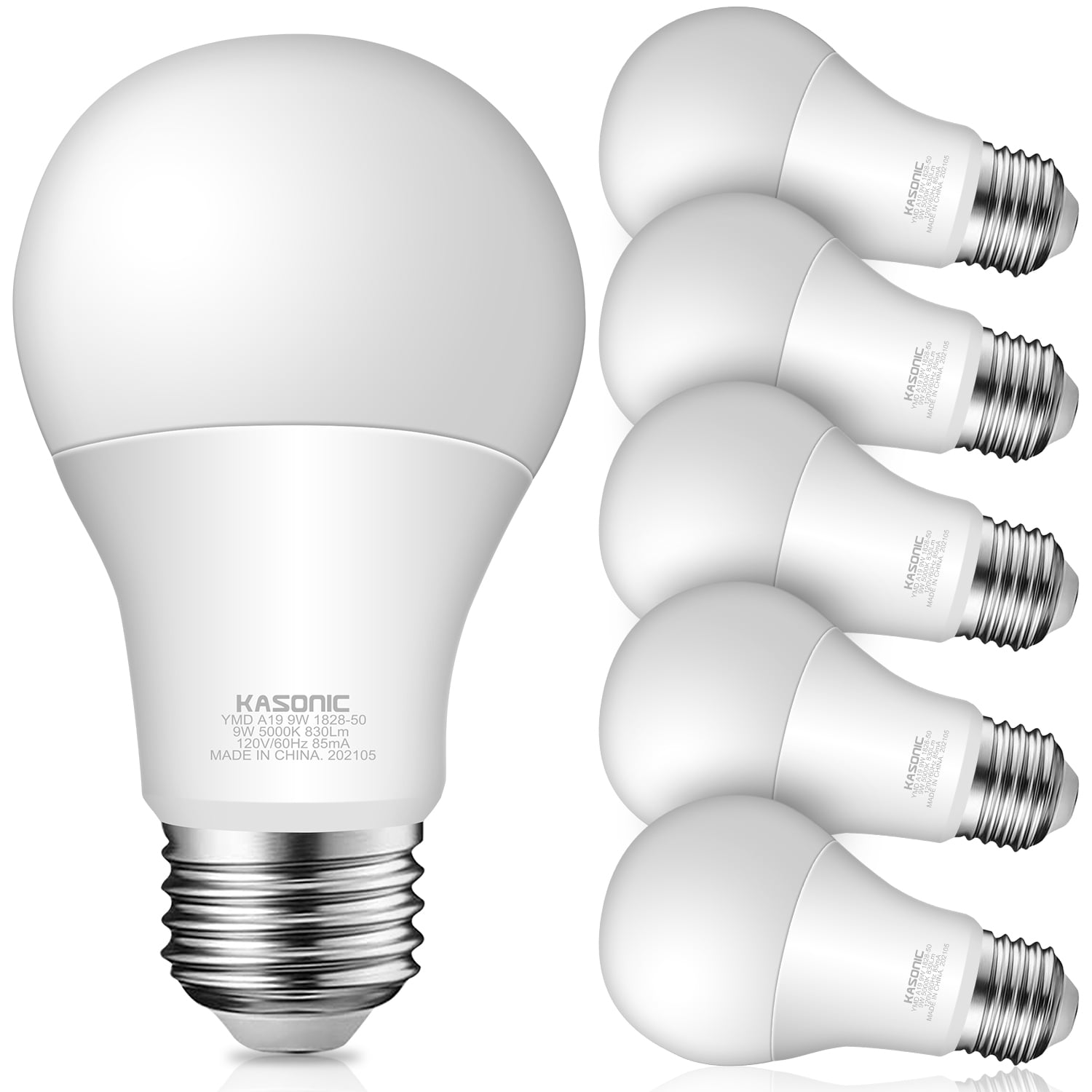 Kasonic LED Light Bulb, Dimmable 830 Lumens, 9 Watts A19 E26 Standard ...