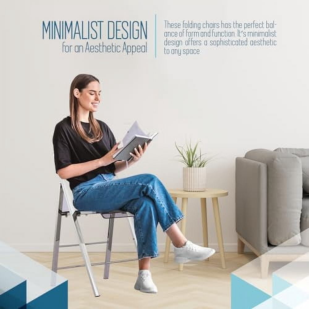 Kasper Flex Modern Acrylic Folding Chairs – Foldable Transparent Clear ...