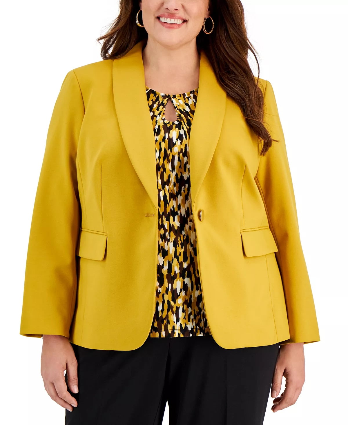 Kasper Women's One-Button Blazer Marigold Yellow Size 10 - Walmart.com