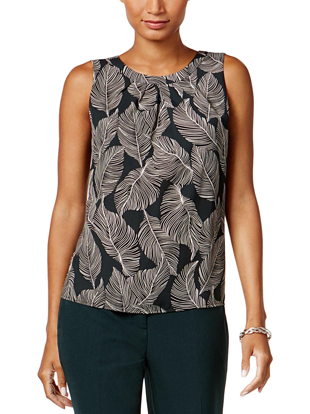 Kasper Women's Petite Printed Jewel-Neck Shell Top (PS, Fire Green ...