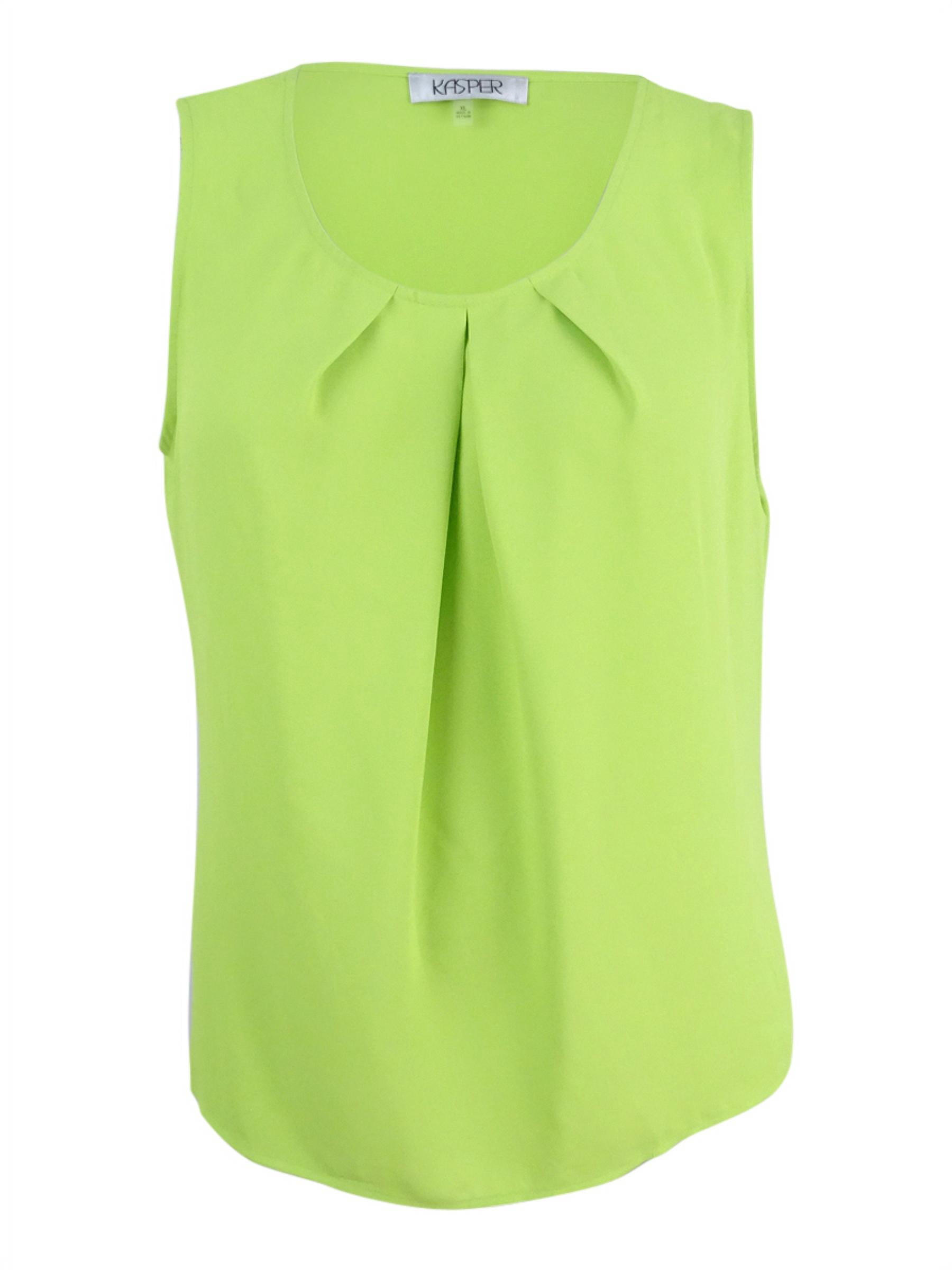 Kasper Women's Pleated Shell Top (L, Honeydew) - Walmart.com