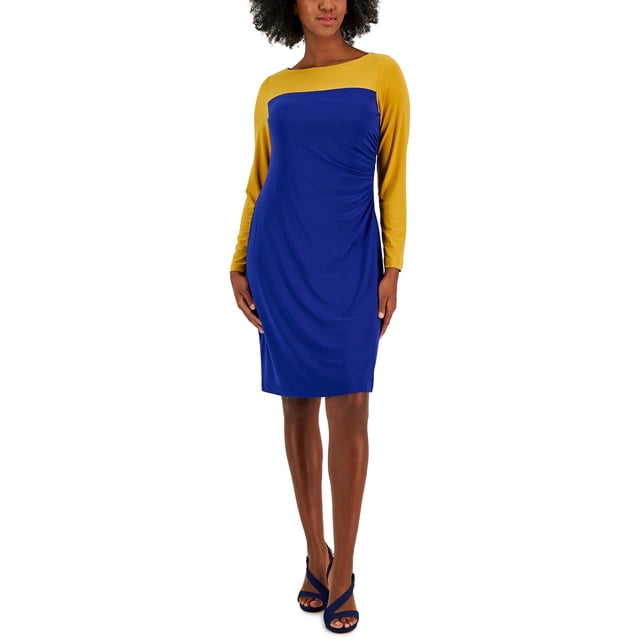 Kasper Womens Colorblock Midi Shift Dress - Walmart Business Supplies
