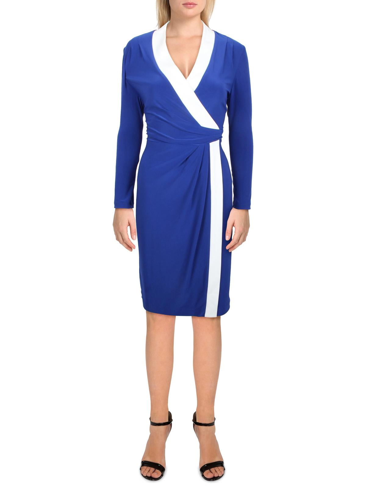 Kasper Womens Colorblock Midi Wrap Dress - Walmart.com
