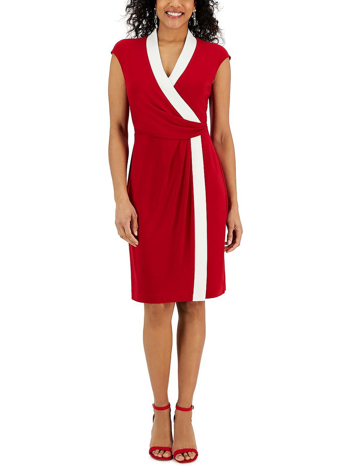 Kasper Womens Colorblock Short Wrap Dress - Walmart.com