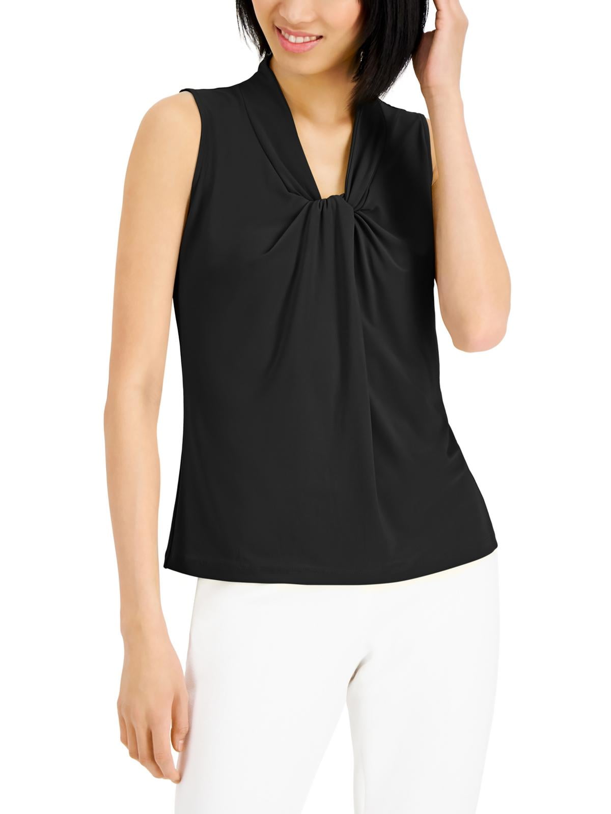 Kasper Womens Petites Knot-Front Sleeveless Tank Top - Walmart.com