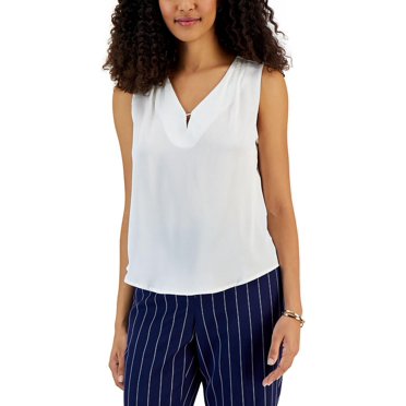 Free Assembly Women's Pleated Blouson Top with Short Sleeves - Walmart.com
