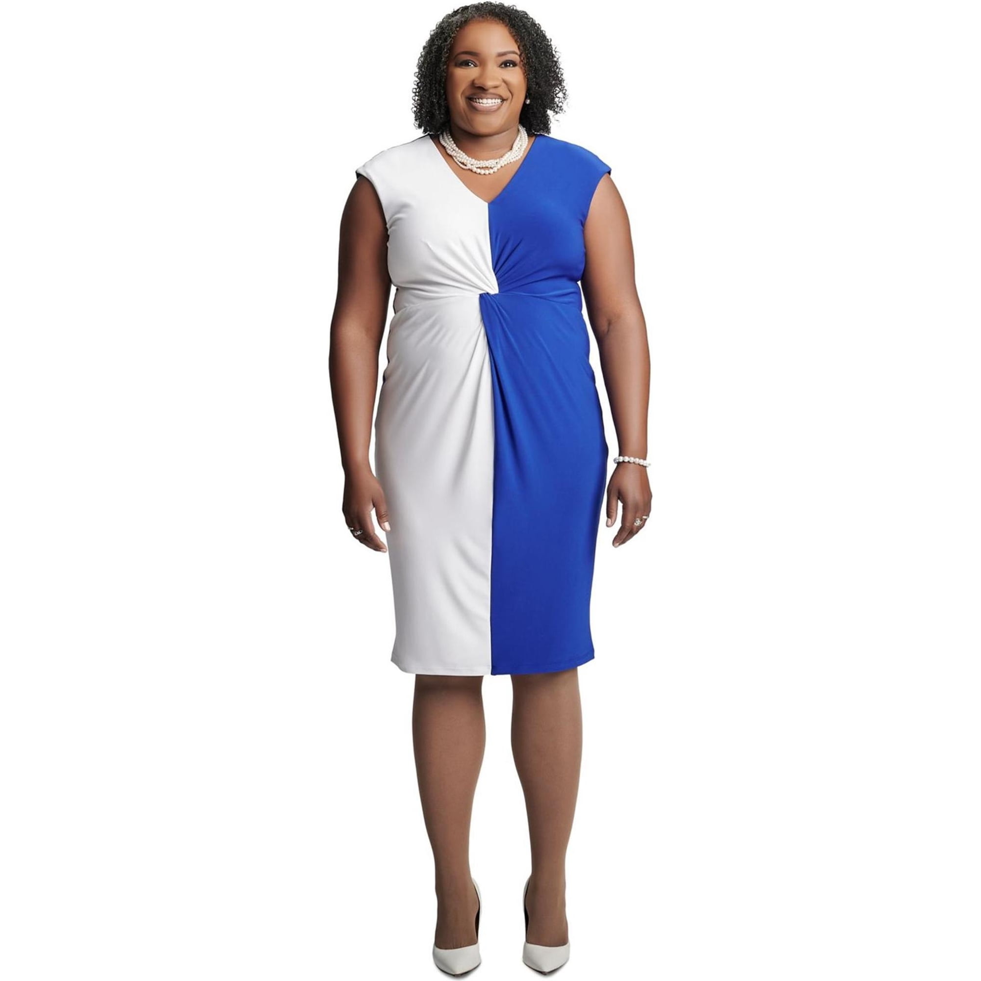 Kasper Womens Plus Colorblock Work Wear Midi Dress - Walmart.com