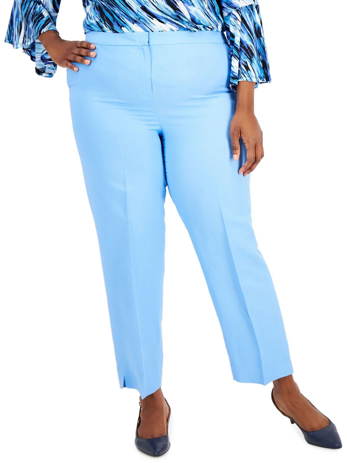 Kasper Womens Plus Linen Workwear Straight Leg Pants - Walmart.com