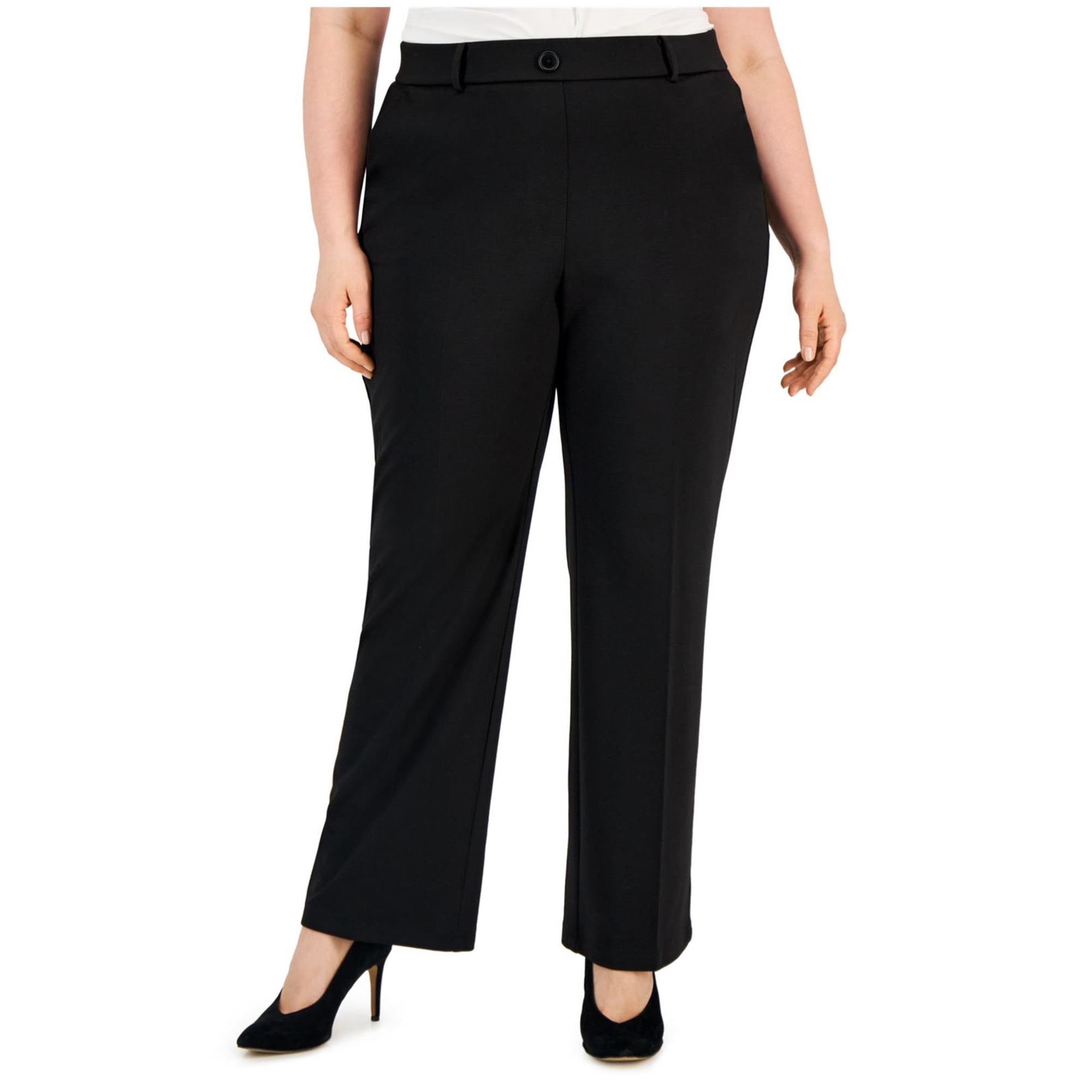 Kasper Womens Mid Rise Straight Leg Dress Pants, Black, Plus Size, 2X ...